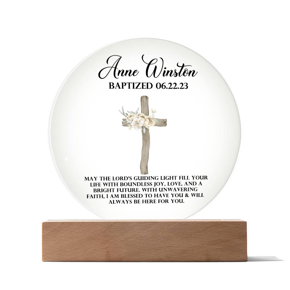 Personalized Baptism Round Acrylic Plaque – WedgeportGifts